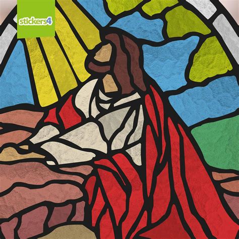 He Is Risen Easter Stained Glass Effect Window Sticker