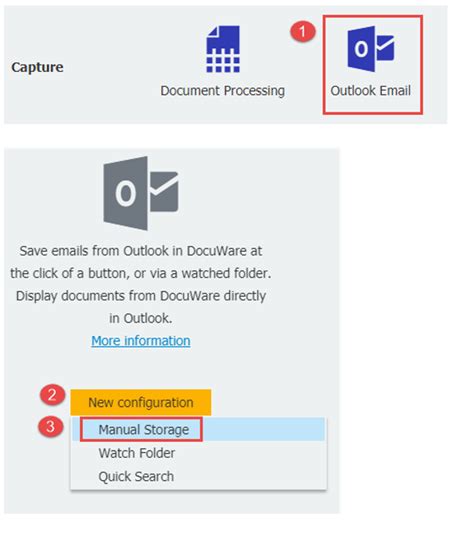 How To Configure Outlook Email For Manual Storage · Docuware Support Portal