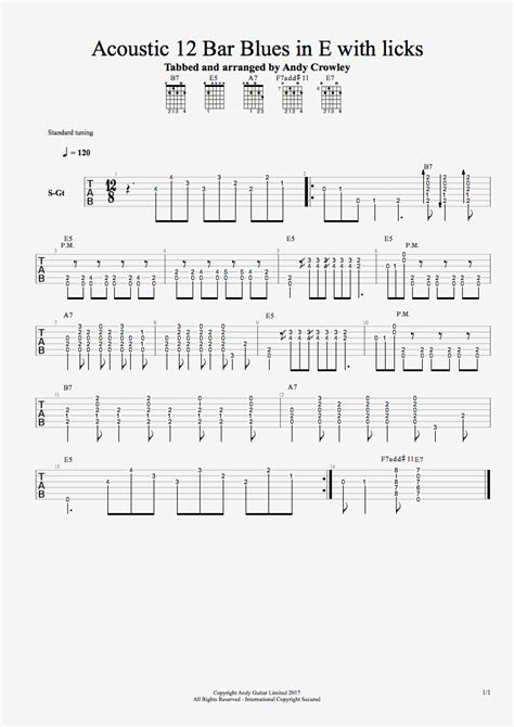 Solo Acoustic 12 Bar Blues In E With Lead Licks Andy Guitar