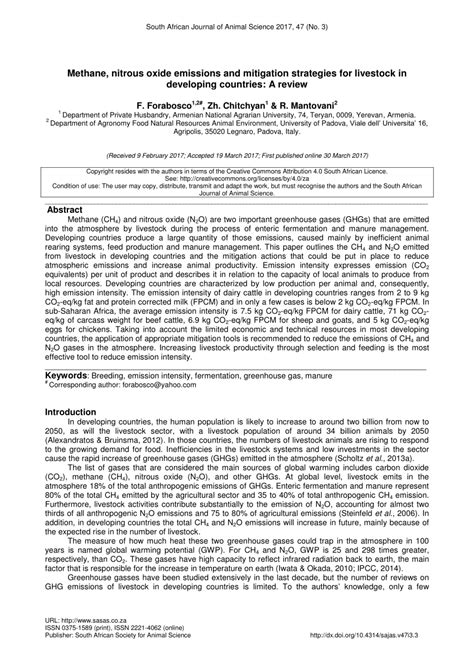 Pdf Methane Nitrous Oxide Emissions And Mitigation Strategies For Livestock In Developing