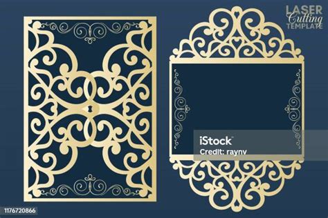 레이저 컷 웨딩 초대장 카드 템플릿 벡터입니다 레이저 절단 또는 다이 절단 템플릿을위한 컷 아웃 종이 게이트 접이식 카드 결혼식 초대 장 모형입니다 인사말 카드 초대장