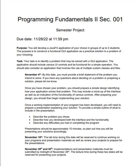 Solved Programming Fundamentals Ii Sec 001 Semester Project