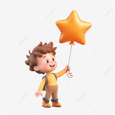 주황색 별 모양의 풍선을 가지고 노는 만화 캐릭터 만화 캐릭터 주황색 Png 일러스트 및 이미지 에 대한 무료 다운로드 Pngtree
