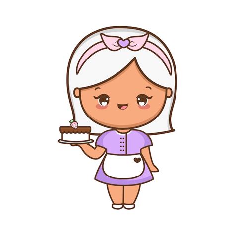 케이크 일러스트 프리미엄 벡터 만화 귀여운 소녀 프리미엄 벡터