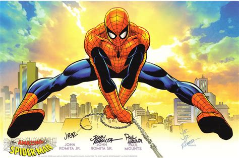 Amazing Spider Man Print Signed By John Romita Sr Romita Jr And Paul Mounts Comic