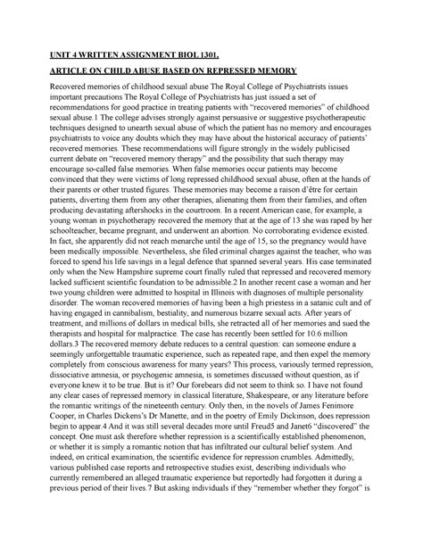 Unit 4 Written Assignment Unit 4 Written Assignment Biol 1301