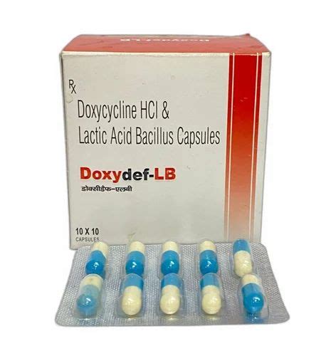 Doxydef Lb Doxycycline Hcl And Lactic Acid Bacillus 400mg Capsules Manufacturer Uninor Biotech