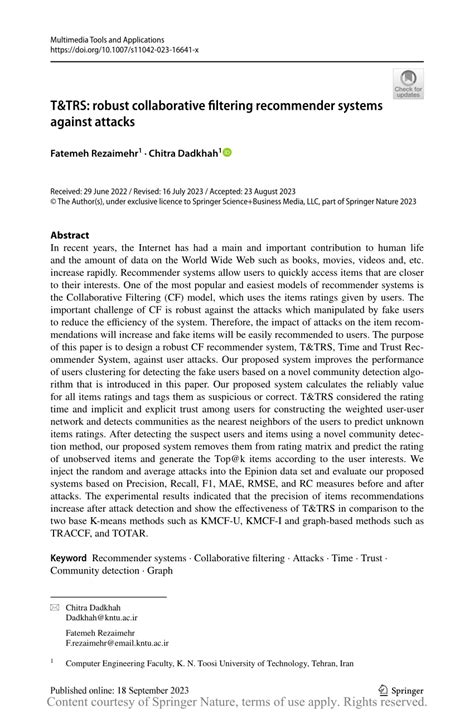 Tandtrs Robust Collaborative Filtering Recommender Systems Against Attacks