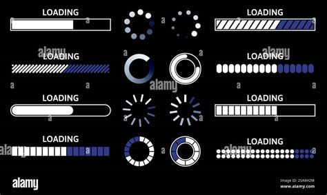 Load Indicator Loading Status Bar Round Buffer Download Progress And Line Upload Or File