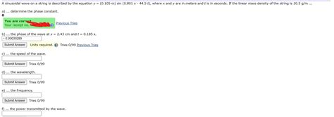 Solved A Determine The Phase Constant Previous Tries Chegg Com