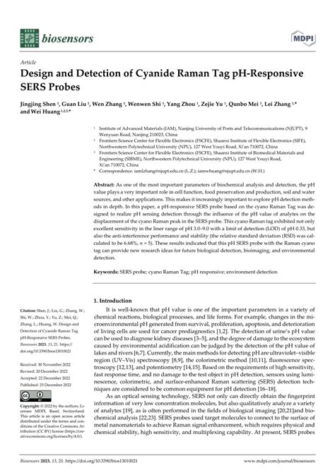 Pdf Design And Detection Of Cyanide Raman Tag Ph Responsive Sers Probes
