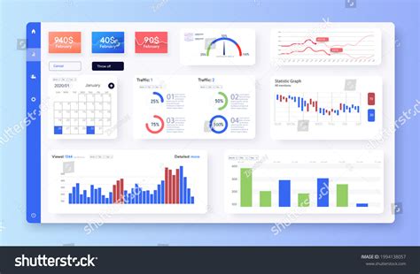 dashboard ui statistic graphs data charts ภาพประกอบสต็อก 1994138057