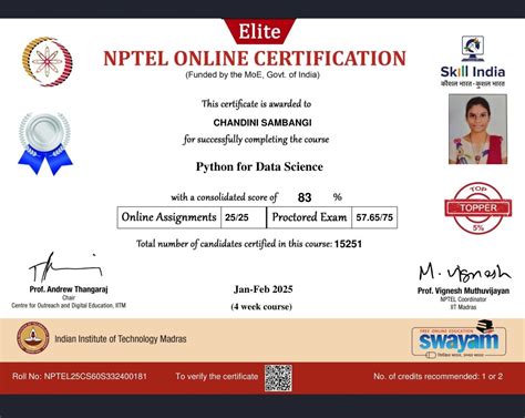 Nptel Datascience Python Certification Iitmadras Skillindia