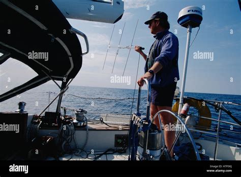 Bottlenose Whale Hyperoodon Ampullatus Researcher Tracking Whales Nova Scotia Canada Stock