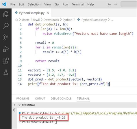 how to calculate the dot product in python without numpy
