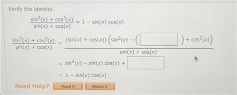Solved Verify The Identity Need Help Chegg Com