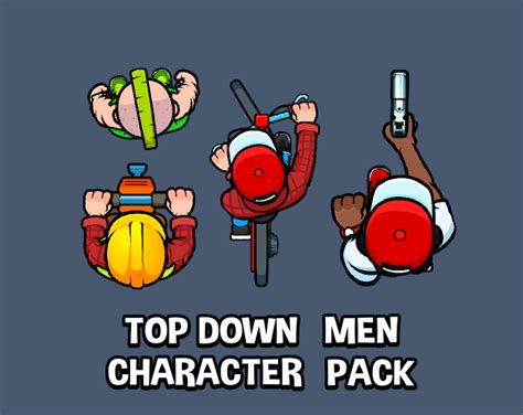 Top Down Men Game Asset Character Pack By Robert Brooks