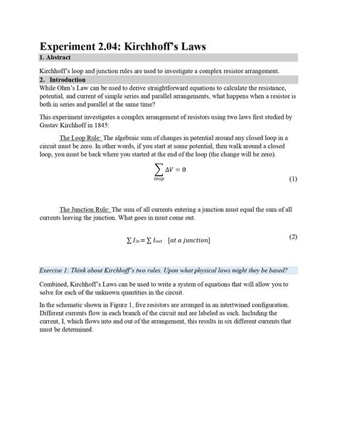 Experiment Kirchhoff S Laws Abstract Chegg