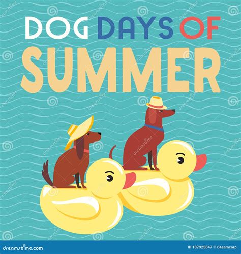 Dog Days Of Summer Comic Cartoon Vector Poster Stock Vector