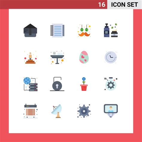 Mobile Interface Flat Color Set Of 16 Pictograms Of Professional Best Hair Skincare Foam
