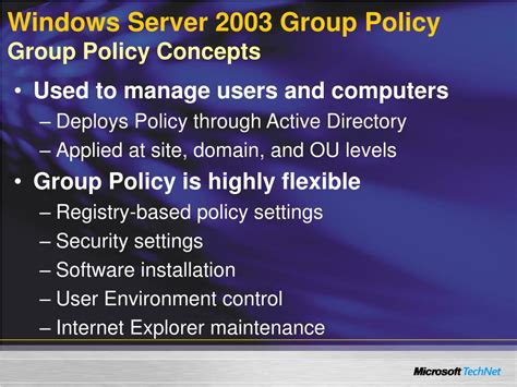 PPT Understanding Group Policy On Windows Server 2003 PowerPoint Presentation ID 1291421
