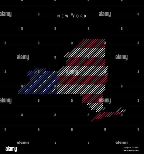 New York Us State Hatched Silhouette Map Of Slanted Parallel Lines Pattern In The Colors Of The
