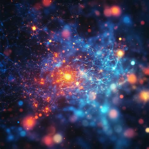 Vibrant Network Glowing Nodes Connections Deep Space Visualization