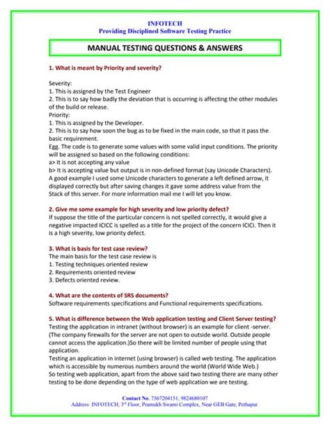 manual testing interview question by infotech doc