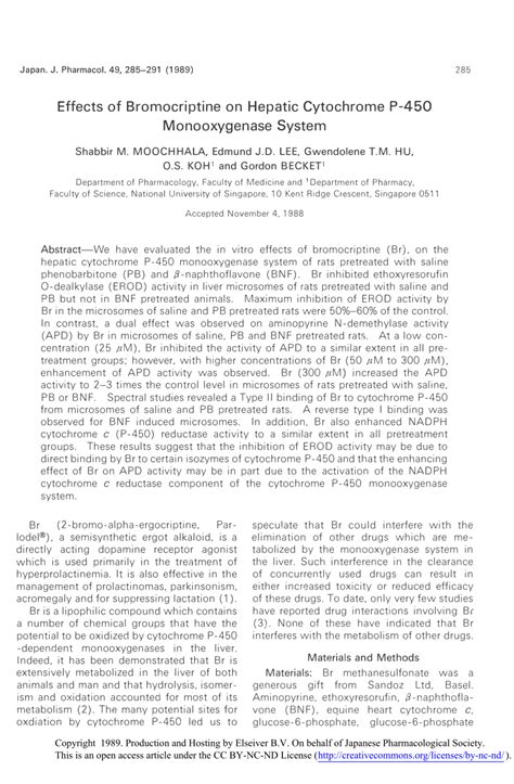 Pdf Effects Of Bromocriptine On Hepatic Cytochrome P 450