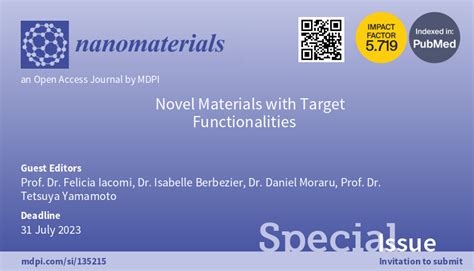[nanomaterials] Special Issue Novel Materials With Target Functionalities