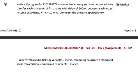 Solved Q Write A C Program For PIC F A Microcontroller Chegg Com