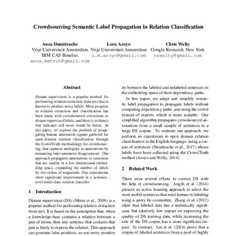 Crowdsourcing Semantic Label Propagation In Relation Classification Acl Anthology