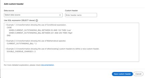 Define Custom Headers Using Sql Expressions