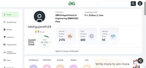 Laksh Gujarati On Linkedin Geeksforgeeks Problemsolving Coding