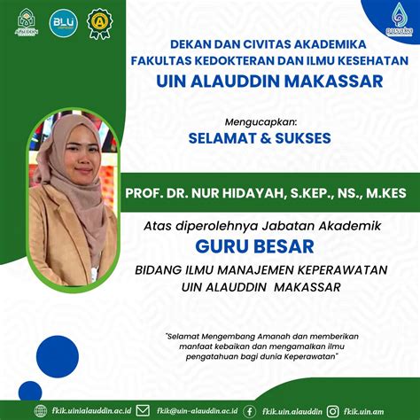 Selamat Dan Sukses Atas Capaian Perolehan Guru Besarprofessor Bidang Ilmu Manajemen Keperawatan