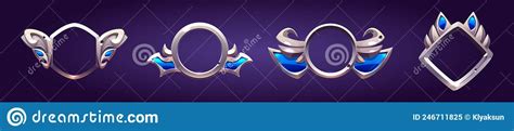 Frames Medieval Game Ui Empty Rectangle Frames In Old Style Interface Elements Metallic