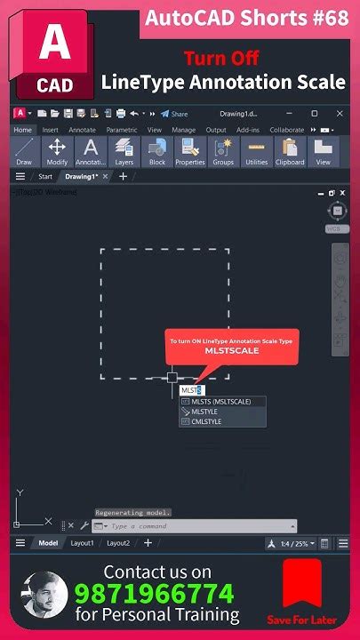 Autocad Shorts 68 Turn Off Line Type Annotation Scale Youtube
