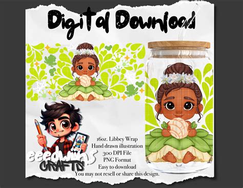 16 Oz Libbey Glass Can Uvdtf Wrap Design Cute Talavera Concha Cartoon