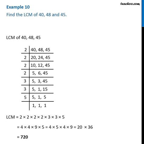 Example 10 Find LCM Of 40 48 And 45 Chapter 1 Class 6 Teachoo