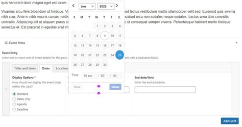 Adding Calendar Details Inner Circle