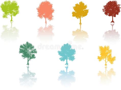 Colored Tree Reflection Vector Stock Vector Illustration Of Natural Modern 5190851