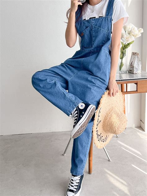 나니까 여자 멜빵바지 빅사이즈 뷔스티에 데님 청 점프수트