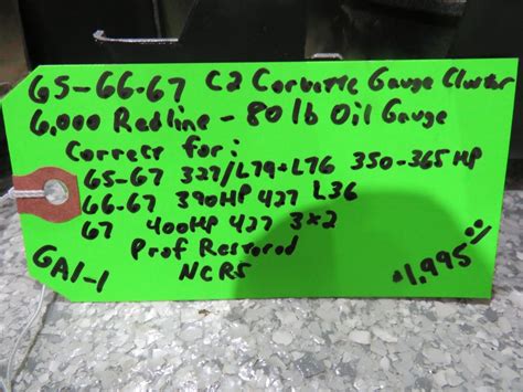 65 67 C2 Corvette Gauge Cluster Prof Restored 6000 Redline L76 L79 L36 L68 Ebay