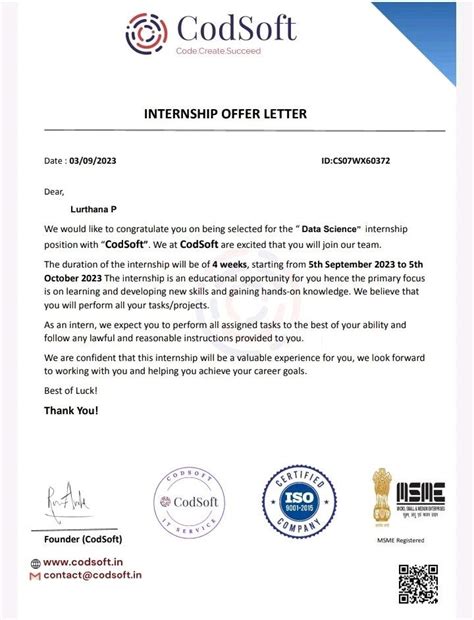 Lurthana P On Linkedin Datascience Internshipopportunity Careergrowth