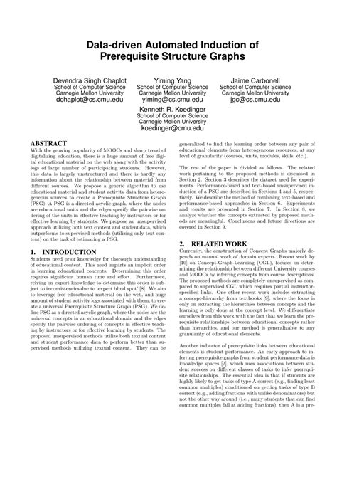 Pdf Data Driven Automated Induction Of Prerequisite Structure Graphs
