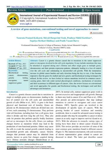 A Review Of Gene Mutations Conventional Testing And Novel Approaches