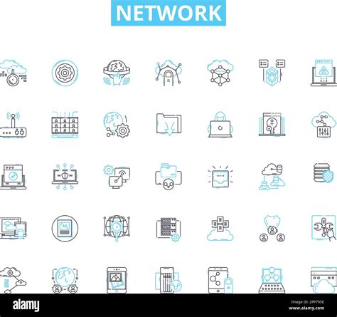 Network Linear Icons Set Connectivity Collaboration Sharing Security Efficiency