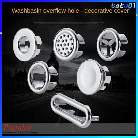 Sink Hole Overflow Cover For Kitchen Bathroom Basin Trim Bath Drain Cap Sink Wash Basin Round