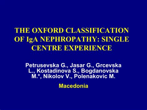 The Oxford Classification Of Iga Nephropathy