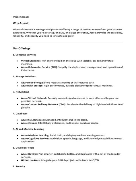 Azure Cloud Brochure V1 Pdf Microsoft Azure Cloud Computing